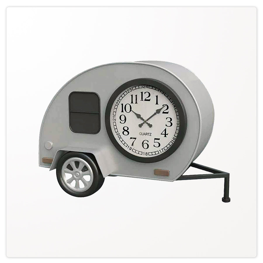 110203Grey Travel Trailer Clock 12/cs SKU: FBL91244 – Panam Decor and Gifts